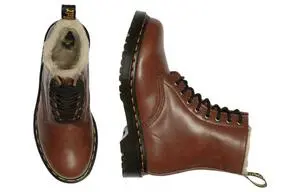 Dr. Martens 1460 Serena Faux Fur Lined Leather Lace Up Boots - Tan