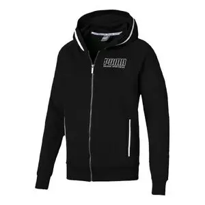 PUMA Colorblock Hooded Zipper Jacket - Black