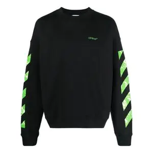 Off-White Diag Stripe Cotton Sweatshirt - Black/green