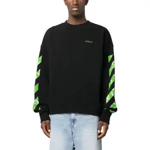 Off-White Diag Stripe Cotton Sweatshirt - Black/green