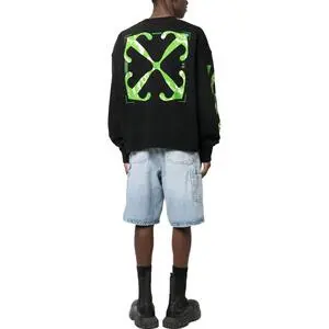 Off-White Diag Stripe Cotton Sweatshirt - Black/green