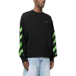 Off-White Diag Stripe Cotton Sweatshirt - Black/green