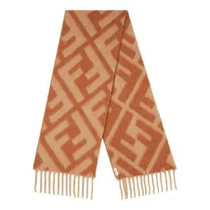 Fendi Fw25 Ff Scarf Ff Alpaca And Wool Scarf - Brown