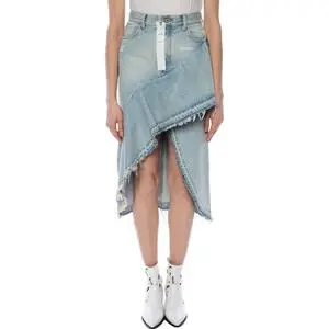 Off-White Asymmetric Zip-up Denim Skirt