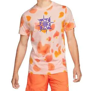 Nike Tie Dye Geometry Pattern Casual Round Neck Short Sleeve Orange T-shirt - Multi-color