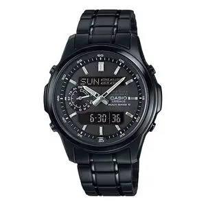 Casio Solar Powered Analog-digital Watch With Stainless Steel Band - Black