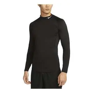 Nike Dri-fit Fitness Mock-neck Long-sleeve Top - Black/multi-color