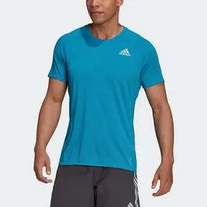 Adidas Adi Runner Short Sleeve Tee With Reflective Stripes - Dark Sky Blue