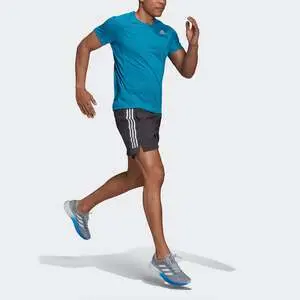 Adidas Adi Runner Short Sleeve Tee With Reflective Stripes - Dark Sky Blue