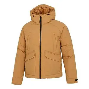 Adidas Big Baffle Jkt Casual Sports Zipper Cardigan Hooded Down Jacket Turmeric - Yellow