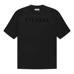 Fear Of God Logo Flocked Crewneck T-shirt - Black