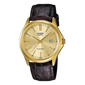 Casio Quartz Analog Watch With Leather Strap - Gold
