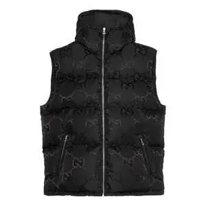 Gucci Jumbo Gg Canvas Puffer Vest - Black