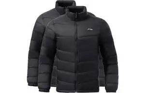 LI-NING Down Jacket With Stand Collar And Zip-up Closure - Black