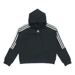 Adidas Cropped 3-stripes Hoodie - Black
