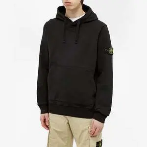 Stone Island Garment Dyed Popover Hoodie - Black