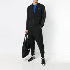 Off-White Zip Up Hoodie With Printed Detail