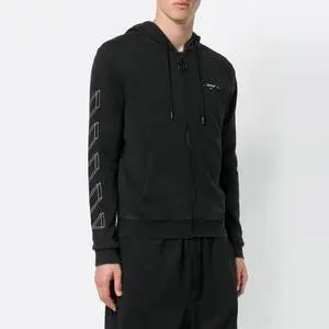Off-White Zip Up Hoodie With Printed Detail