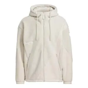 Adidas Fleece Zip-up Jacket With Hood - White