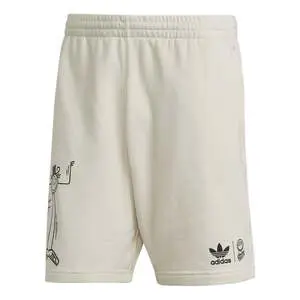 Adidas Originals Cartoon Graffiti Logo Print Straight Casual Shorts - Multi-color