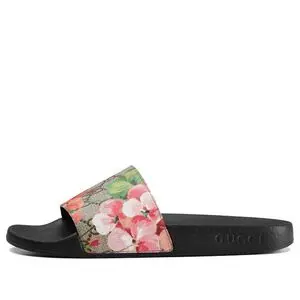 Gucci Gg Supreme Blooms Slide Sandals - Tan
