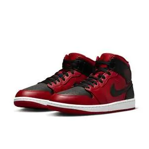 JORDAN 1 Mid "reverse Bred" High Top Sneakers - Red/black/white