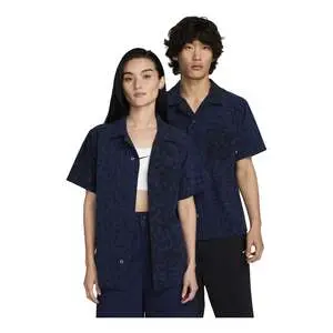 Nike Print Bowler Short Sleeve Button-down Skate Shirt Asia Sizing - Midnight Navy