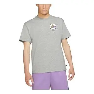Nike Casual Sports Printing Skateboard Short Sleeve Gray T-shirt - Default Color