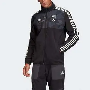 Adidas Juventus Fc Stand Collar Zip-up Track Jacket - Black