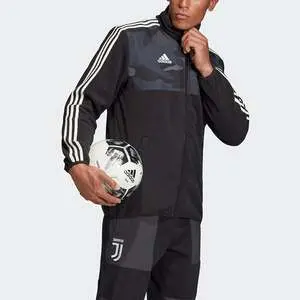 Adidas Juventus Fc Stand Collar Zip-up Track Jacket - Black