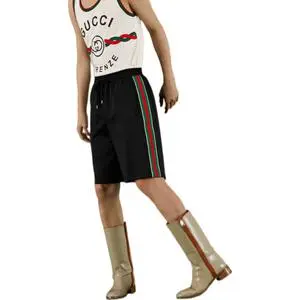 Gucci Technical Jersey Shorts With Side Stripes - Black
