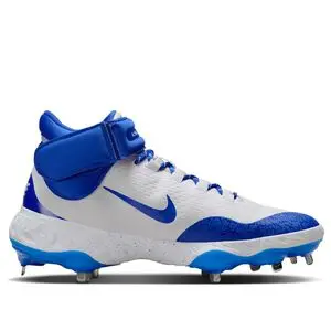 Nike Alpha Huarache Elite 4 Mid Athletic Cleats - White/hyper Royal