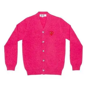 Play Comme Des Garcon Cardigan With Red Heart Applique - Pink