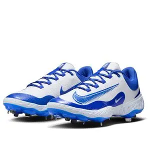 Nike Alpha Huarache Elite 4 Low Athletic Cleats - White/hyper Royal