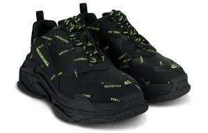 Balenciaga Triple S Sneaker 'allover Logo - Black/yellow