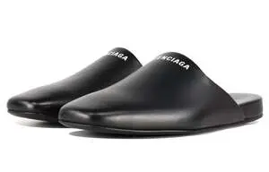 Balenciaga Leather Mules - Black