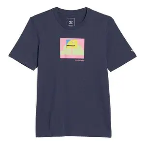 Adidas Chest Colorblock Pattern Printing Round Neck Short Sleeve Purple T-shirt - Default Color