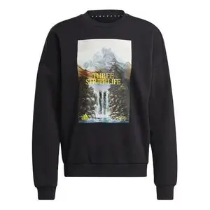 Adidas Training Sports Printing Loose Round Neck Pullover - Black