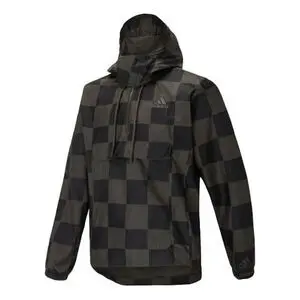 Adidas Wv Jkt Plaid Hooded Track Jacket - Black