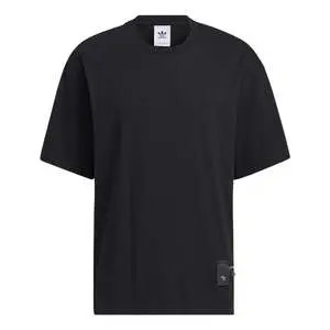 Adidas Originals Zipper Ss Tee Solid Color Sports Round Neck Short Sleeve Black - Multi-color