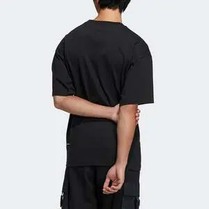 Adidas Originals Zipper Ss Tee Solid Color Sports Round Neck Short Sleeve Black - Multi-color