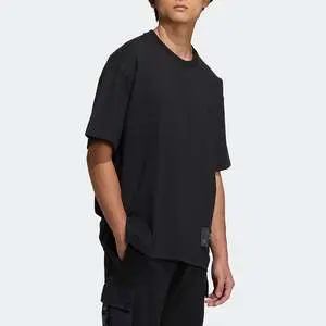 Adidas Originals Zipper Ss Tee Solid Color Sports Round Neck Short Sleeve Black - Multi-color
