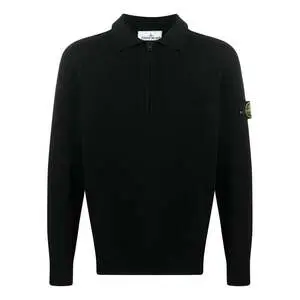 Stone Island Quarter Zip Sweater With Detachable Badge
