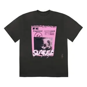TRAVIS SCOTT Cactus Jack For Fragment Pink Sunrise T-shirt - Washed Black