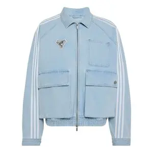 Adidas Denim Trucker Jacket With Striped Accents