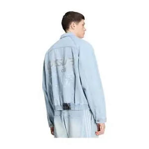 Adidas Denim Trucker Jacket With Striped Accents