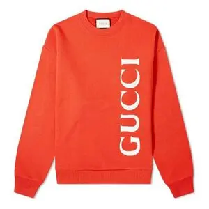 Gucci Large Logo Pure Cotton Round Neck Brick