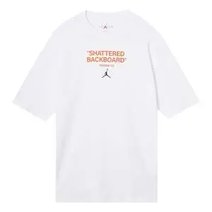 JORDAN Alphabet Pattern Round Neck Short Sleeve White T-shirt - Multi-color