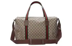 Gucci Medium Duffle Bag With Web - Beige/brown