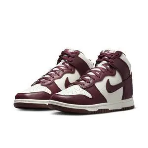 Nike Dunk High "burgundy Crush" Lace-up Leather And Mesh Sneakers - Wine Red